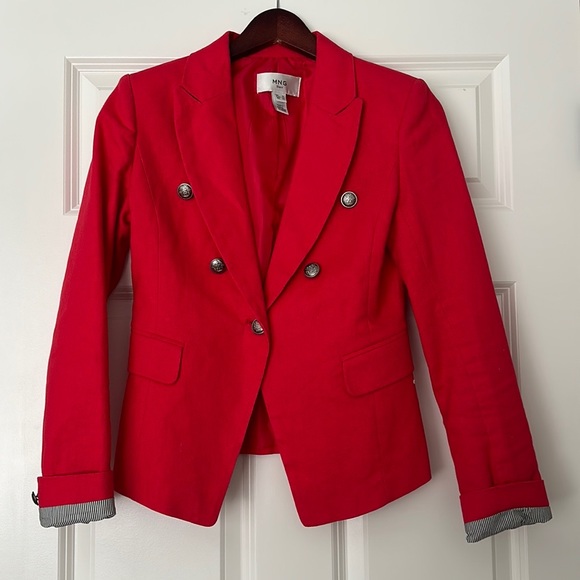 Mango | Jackets & Coats | Euc Mango Suit Red Blazer | Poshmark